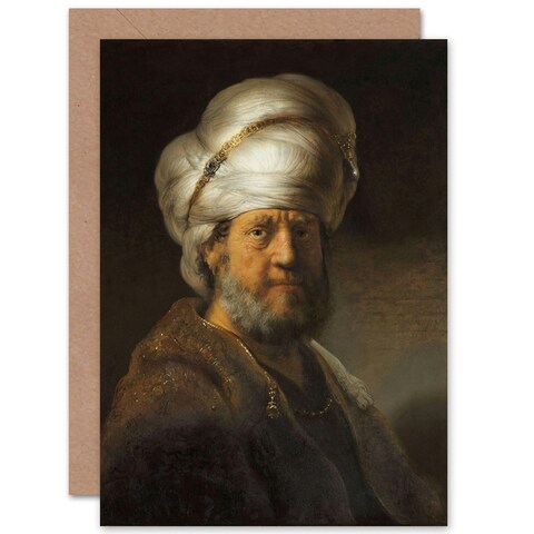 Rembrandt Man Oriental Clothing Portrait Art Card - Tesco Groceries