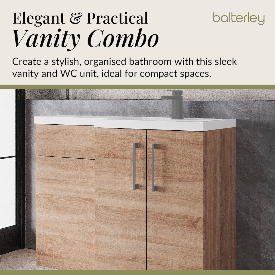 Balterley Right-Hand Bathroom Vanity and WC Unit Combination with Basin ...