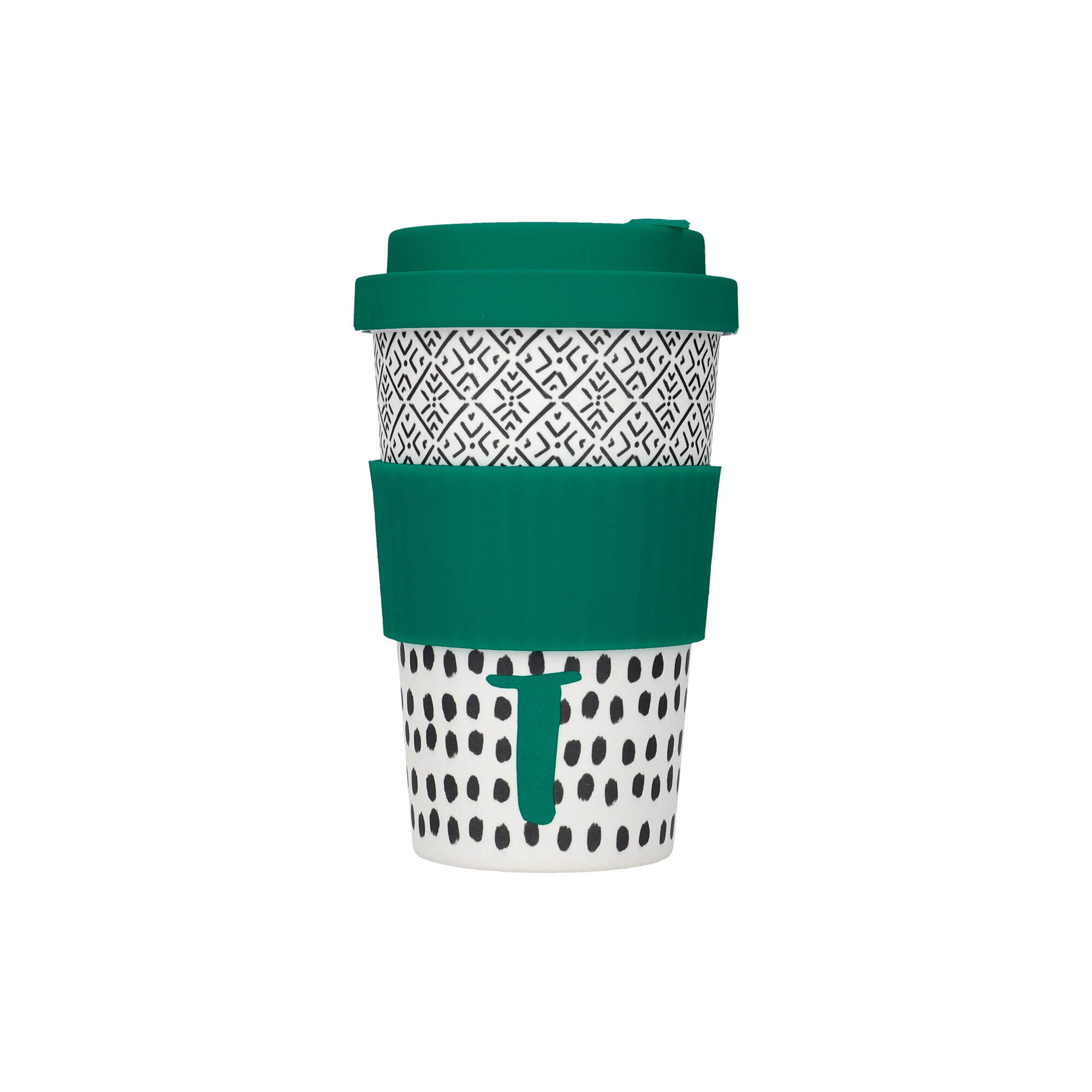 KitchenCraft 410ml Travel Mug, Bamboo Coffee Cup - Letter 'T' | Green ...