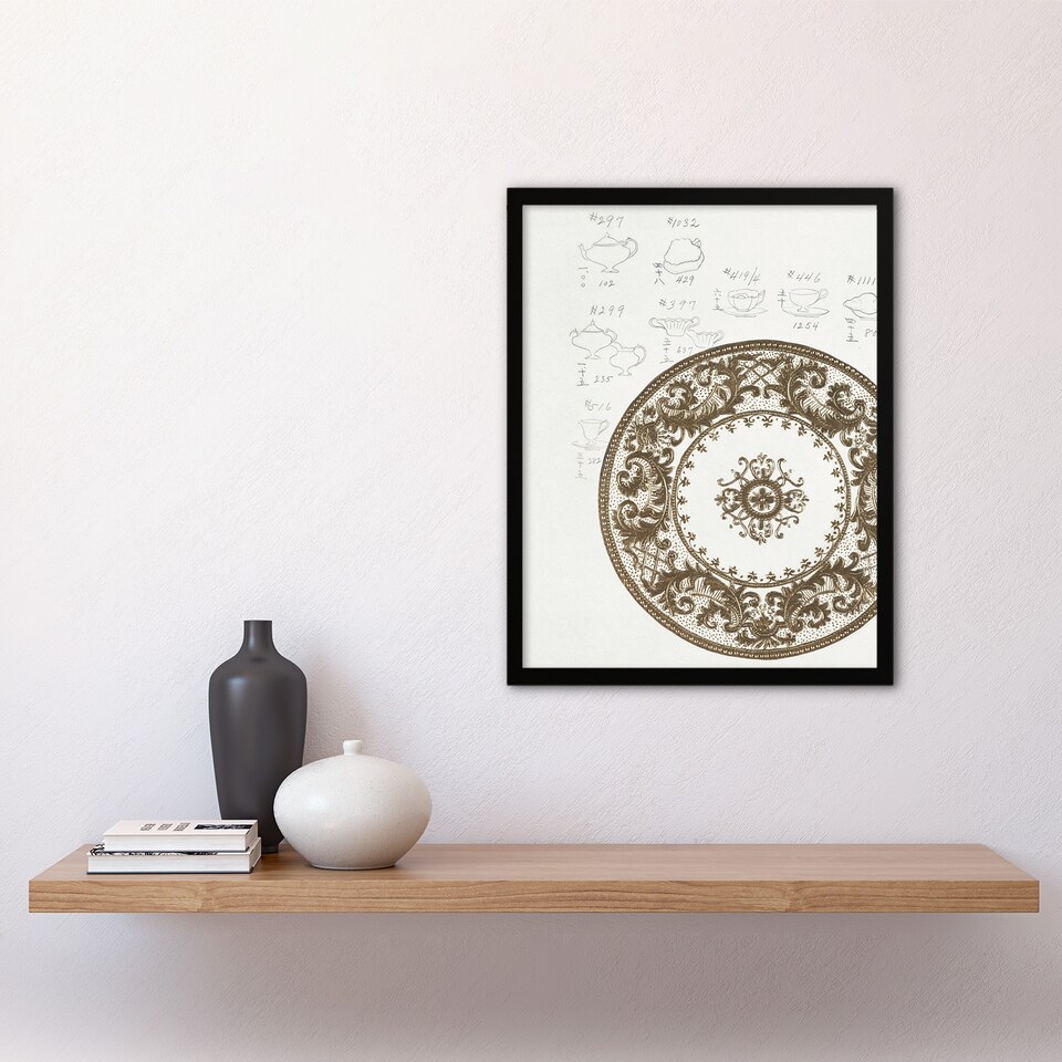 Vintage Filigree Design For Plate Kitchen Framed Wall Art Print ...