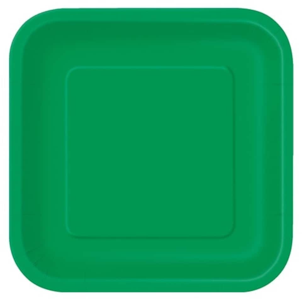 Emerald Green Square Paper Plates 22cm - Pack of 14 - Tesco Groceries
