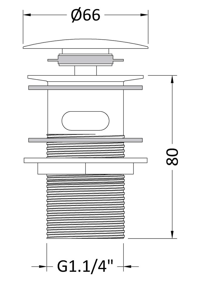 Balterley Easyclean Push Button Basin Waste, Slotted, Round Design for ...
