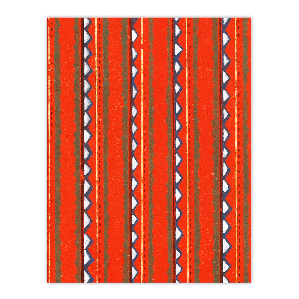 Red Geometric Textile Pattern Vintage Japan Wall Art Print Korin 12x16 ...