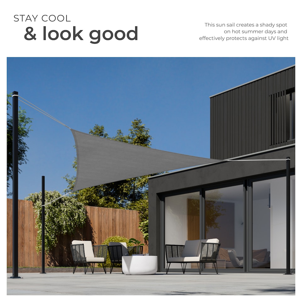 Shade Sail - triangular with UV protection 50, water-repellent, grey ...