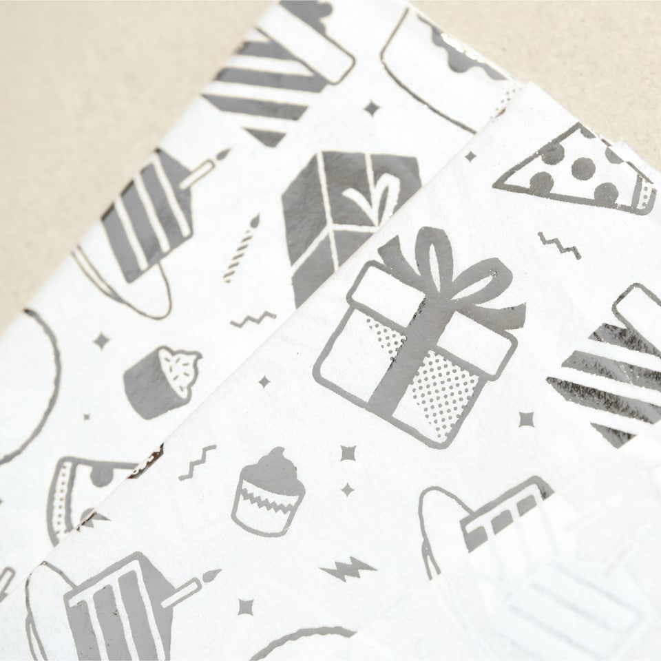 Pack of 30 Birthday Luxury Silver Metallic Plastic-Free 18gsm Tissue ...