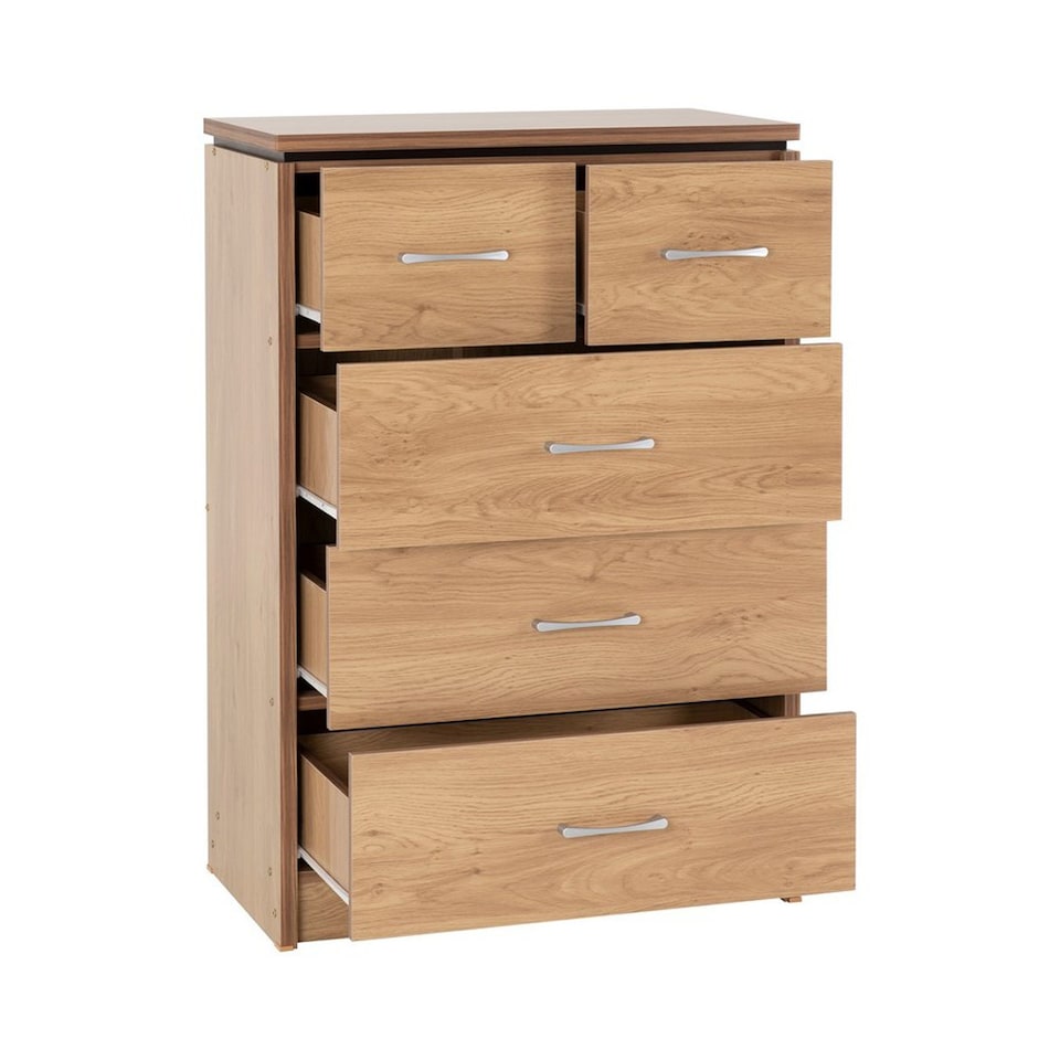 Charles 3 - 2 Drawer Chest - L44.5 x W78 x H116.5 cm - Oak Effect ...