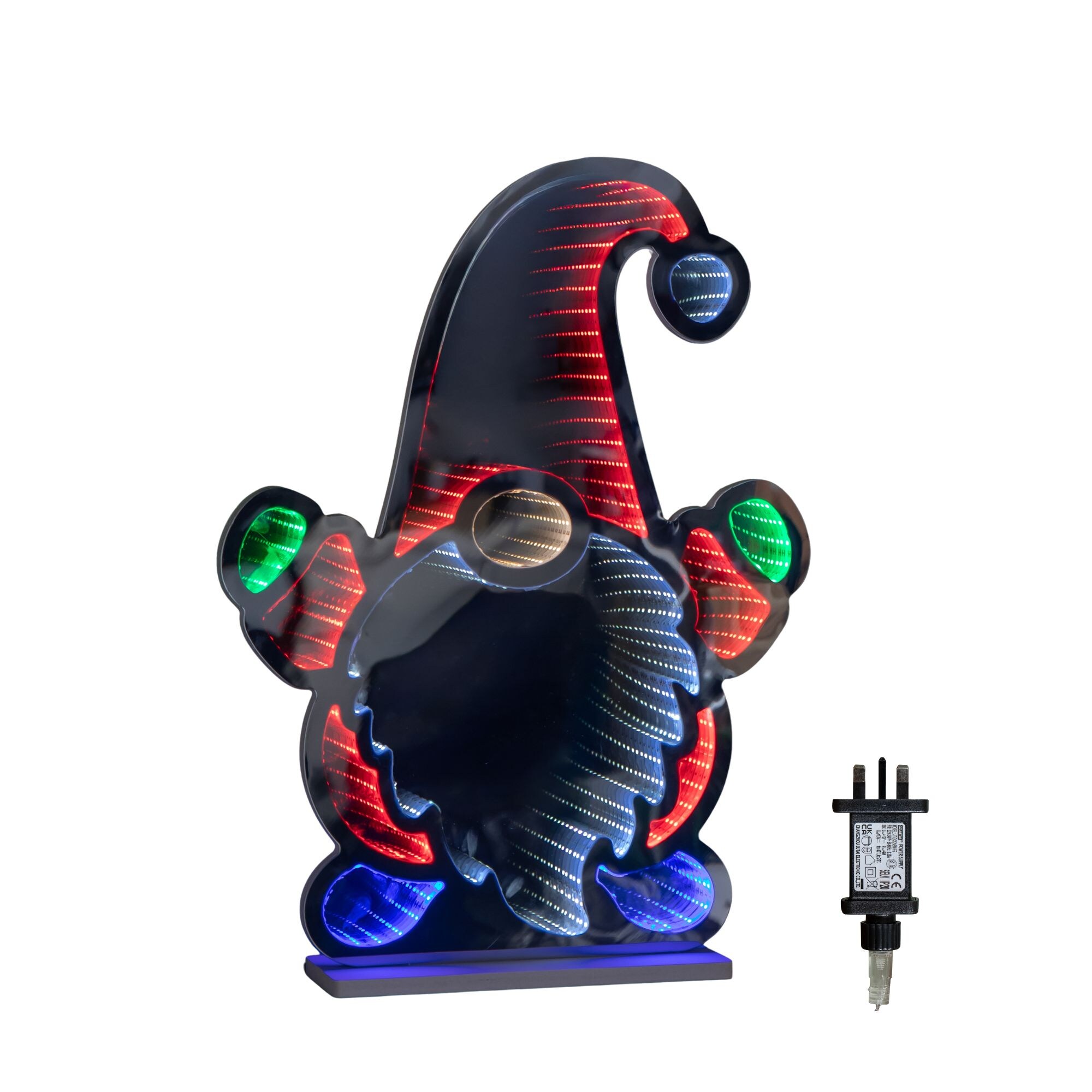 60cm Light up Christmas Gnome Infinity Light Decoration with Multi ...