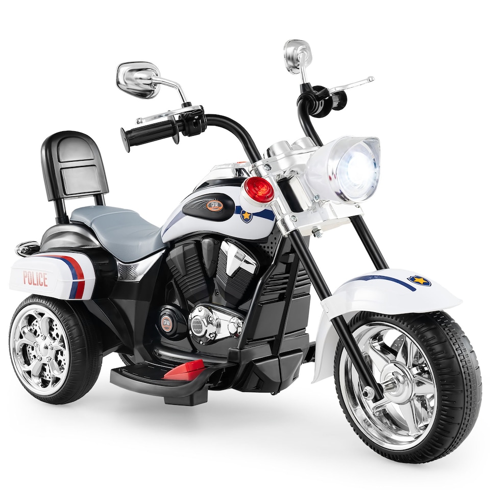 COSTWAY Kids Motorcycle 6V Battery Powered 3-Wheel White - Tesco Groceries