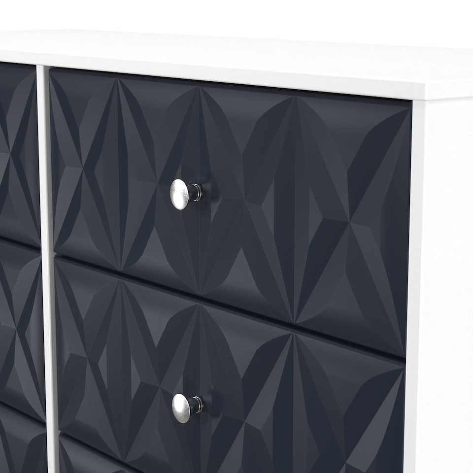 Memphis 6 Drawer Wide Chest of Drawers in Indigo Matt & White Matt ...