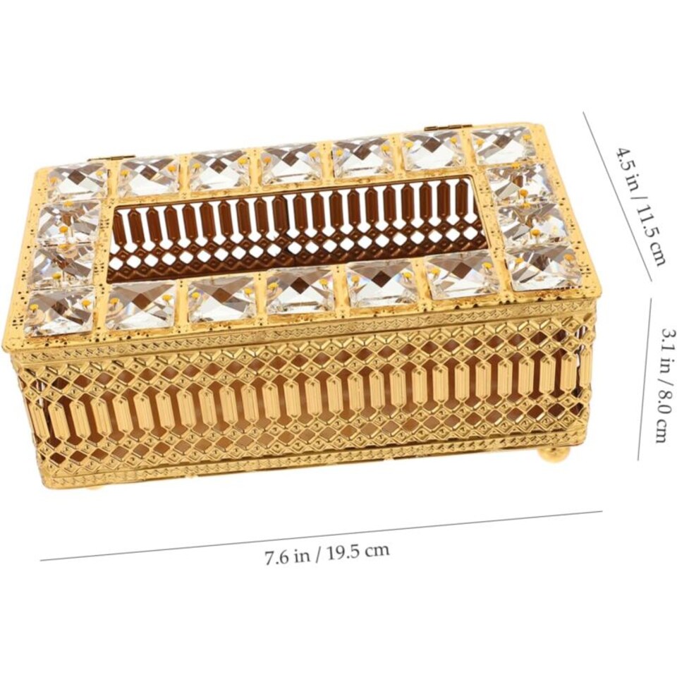 Crystal Paper Box Gold Toned Tissue Holder Vintage Decorative Square ...