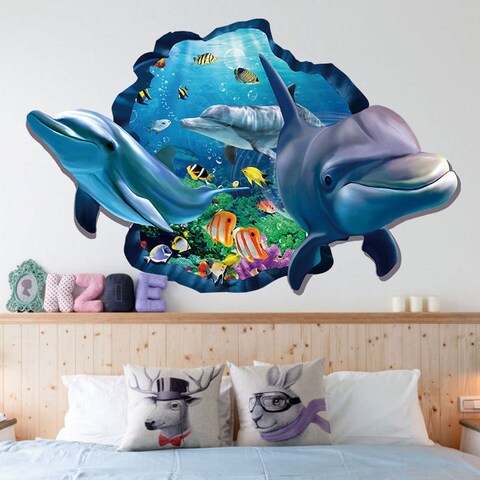 3D Large Dolphin Wall Sticker Bedroom Decal Fridge Mural Art Decor Nemo ...
