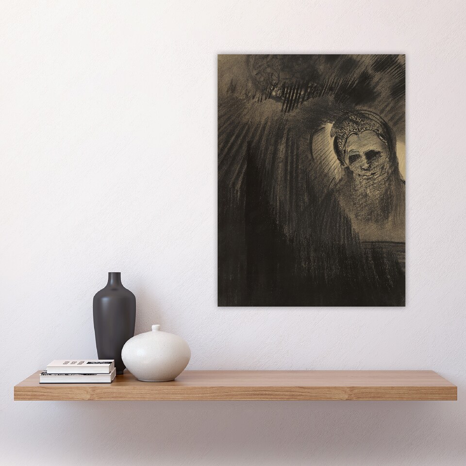 Apparition Eerie Charcoal Painting Redon Vintage Huge Wall Art Print ...