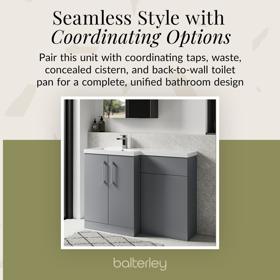Balterley Left-Hand Bathroom Vanity and WC Unit Combination with Basin ...