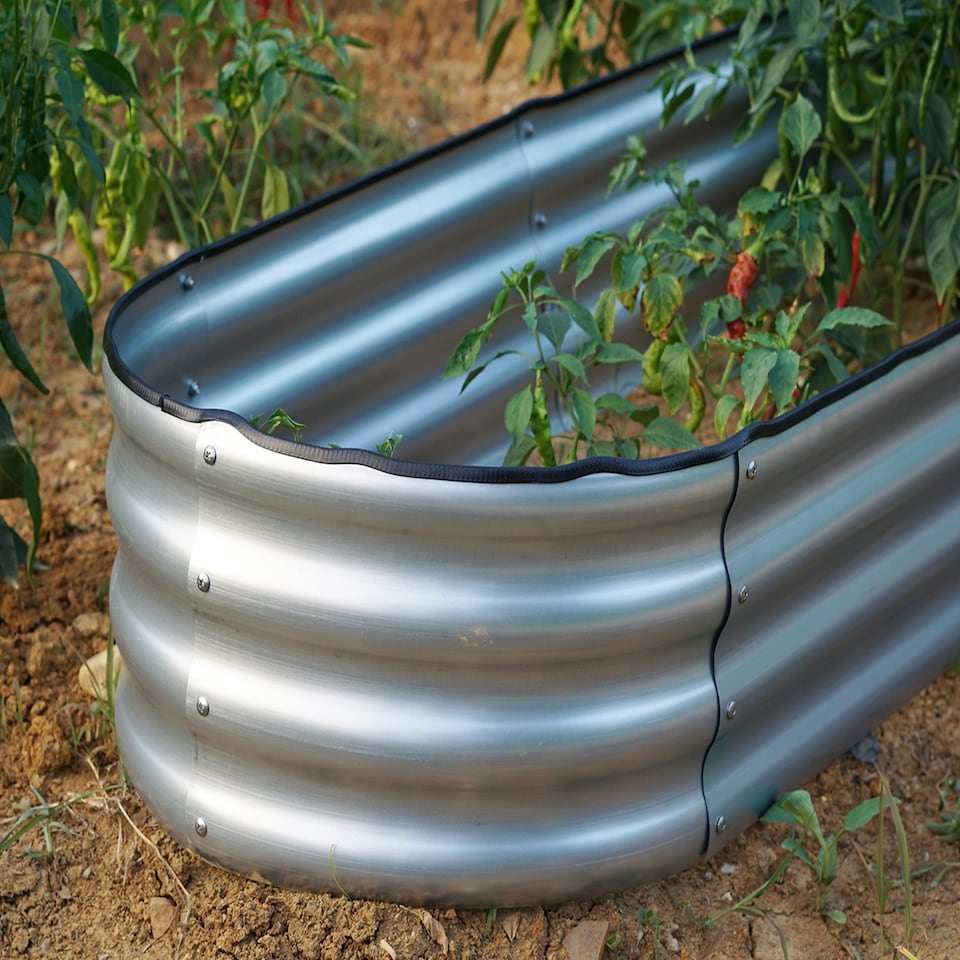 Gr8 Garden Garden Outdoor Raised Bed Planter Oval Galvanised Steel ...