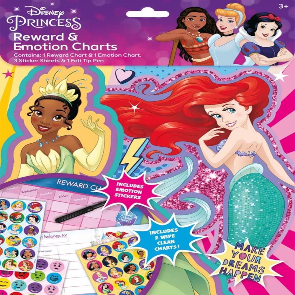 Disney Princess Reward & Emotion Chart with Stickers and Felt Tip Pen ...