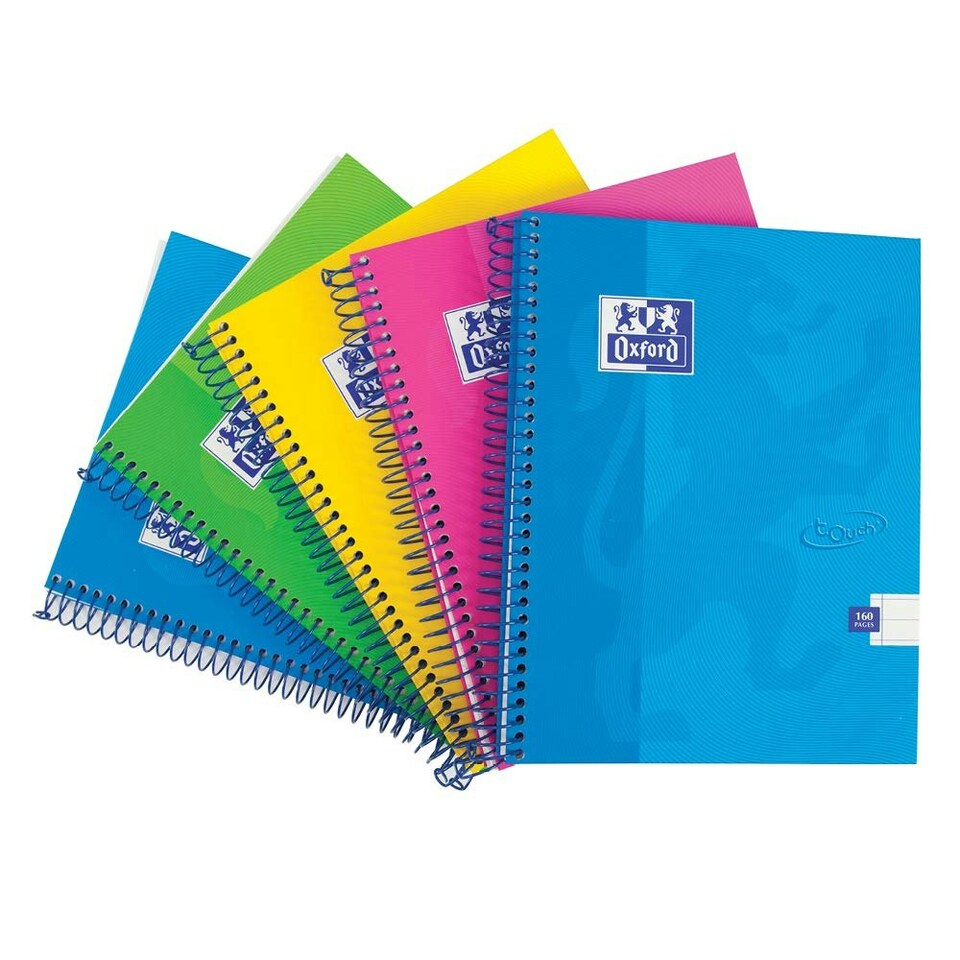Oxford Touch A5 160 Page Wirebound Hardback Notebook Assorted Colours ...