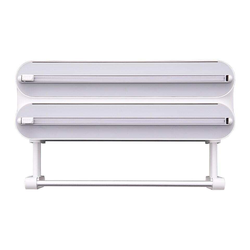 Living and Home Dual-Layer Magnetic Wrap Dispenser with Cutter | White ...