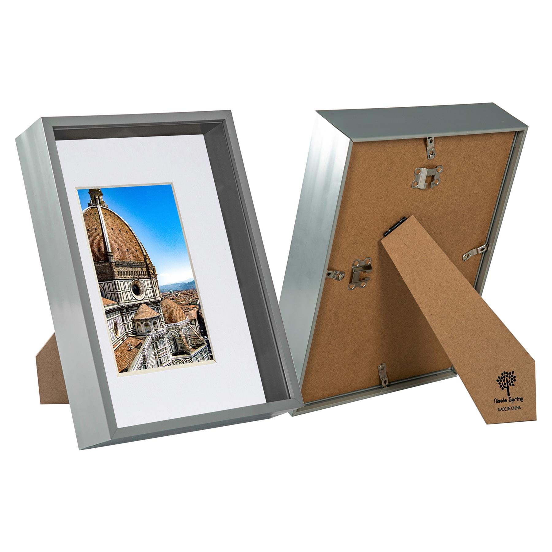 Nicola Spring A4 (8 x 12") Deep Photo Frames - Grey/White Mount - 3D ...