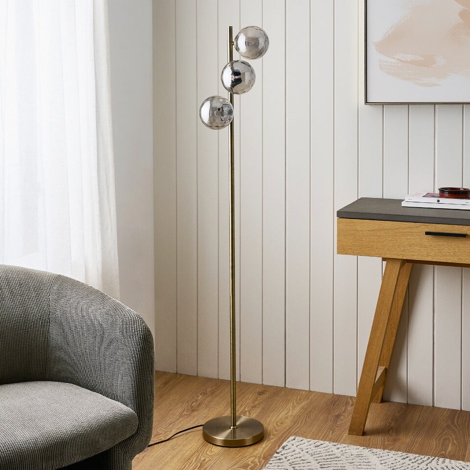 Pagazzi Tamara 3-Light Antique Brass Floor Lamp - Tesco Groceries
