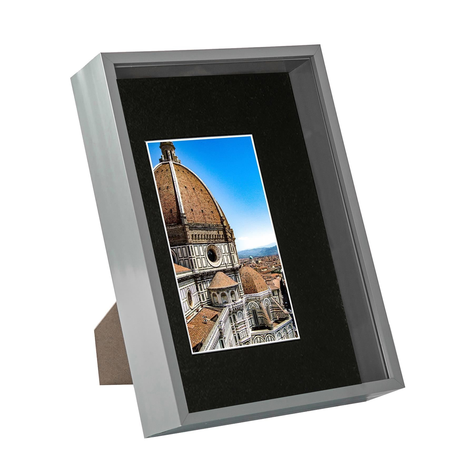 Nicola Spring A4 (8 x 12") Deep Photo Frame - Grey/Black Mount - 3D ...