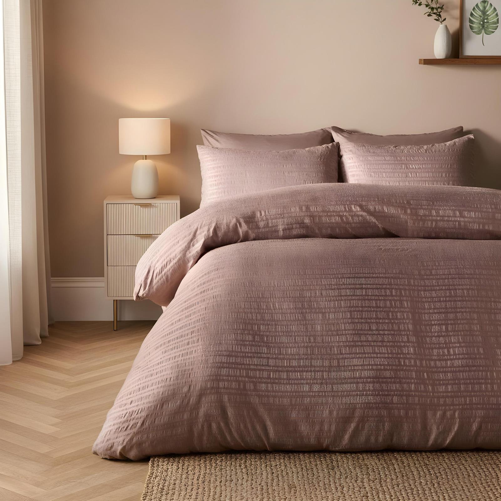 OHS Embossed Bedding Set Textured Duvet Cover with Pillowcase | Bronze ...