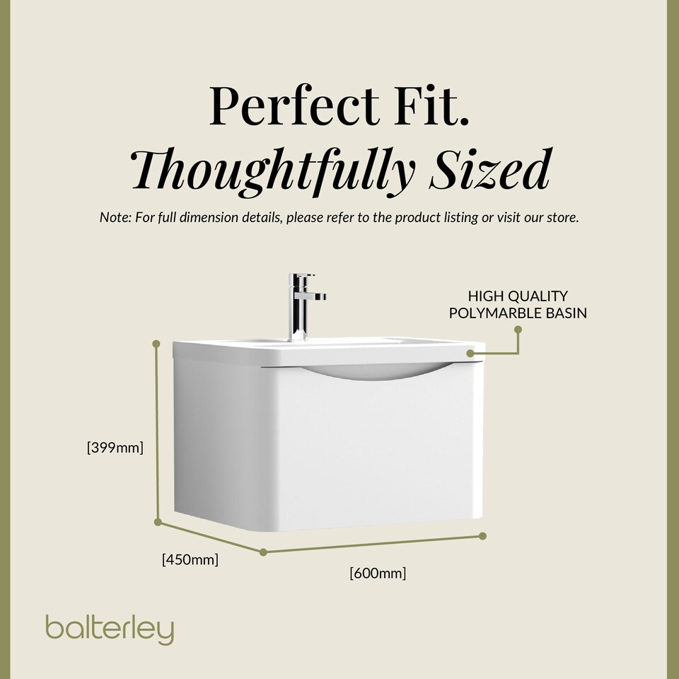 Balterley Arch Contemporary Bathroom Wall Hung 1 Drawer Vanity ...