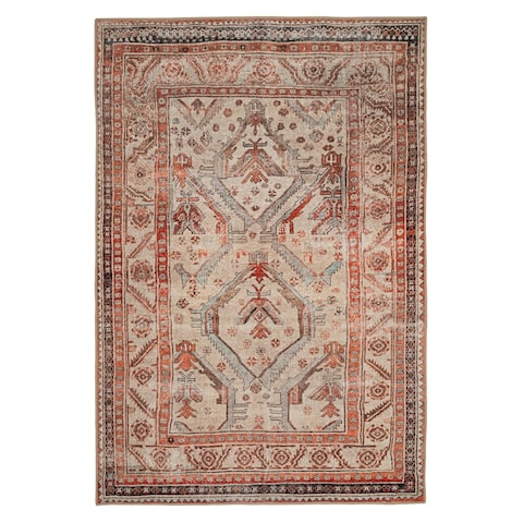 Neutral Terracotta Beige Vintage Distressed Washable Living Room Area ...