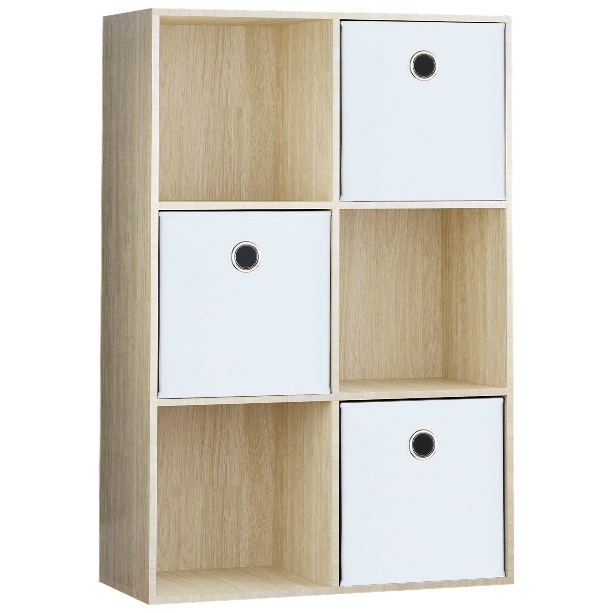 Vida Designs Durham 2x3 Cube Storage Unit, Oak & Set of 3 White Cube ...