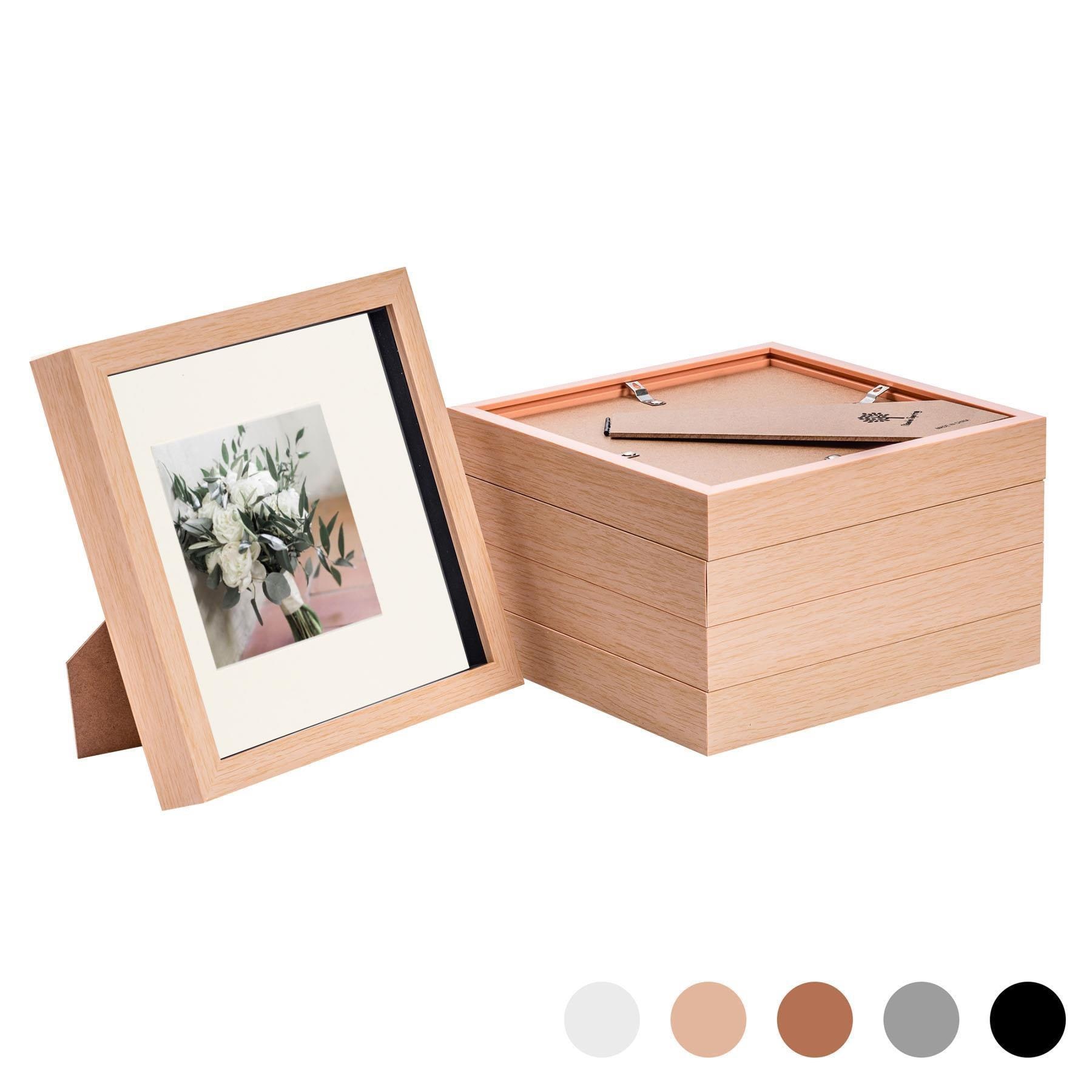 Nicola Spring 8 x 8" Photo Frames - Light Wood/Ivory Mount - 3D Picture ...