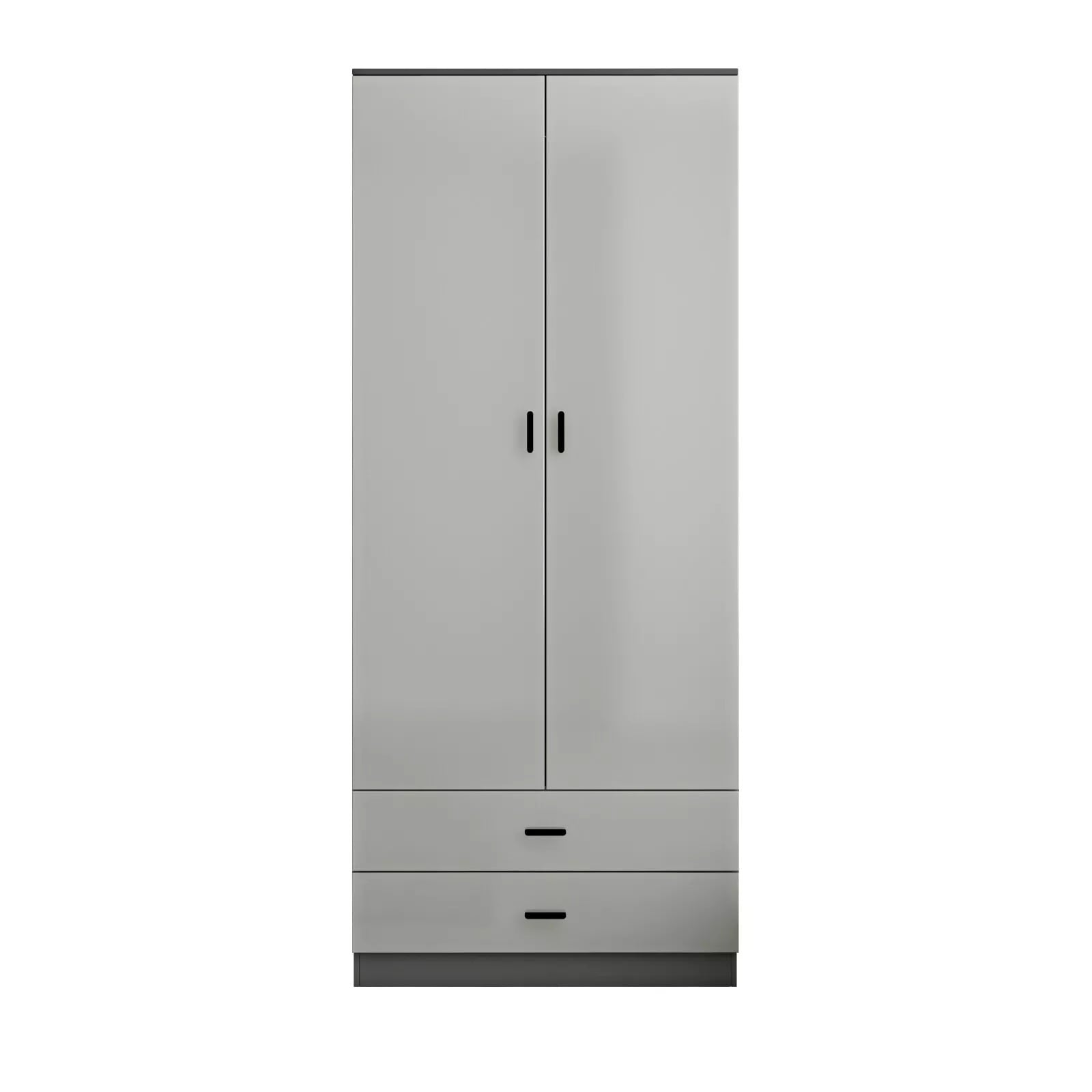Glossy Tall 2 Door Wardrobe Bedroom Storage with Hanging Rail Modern ...