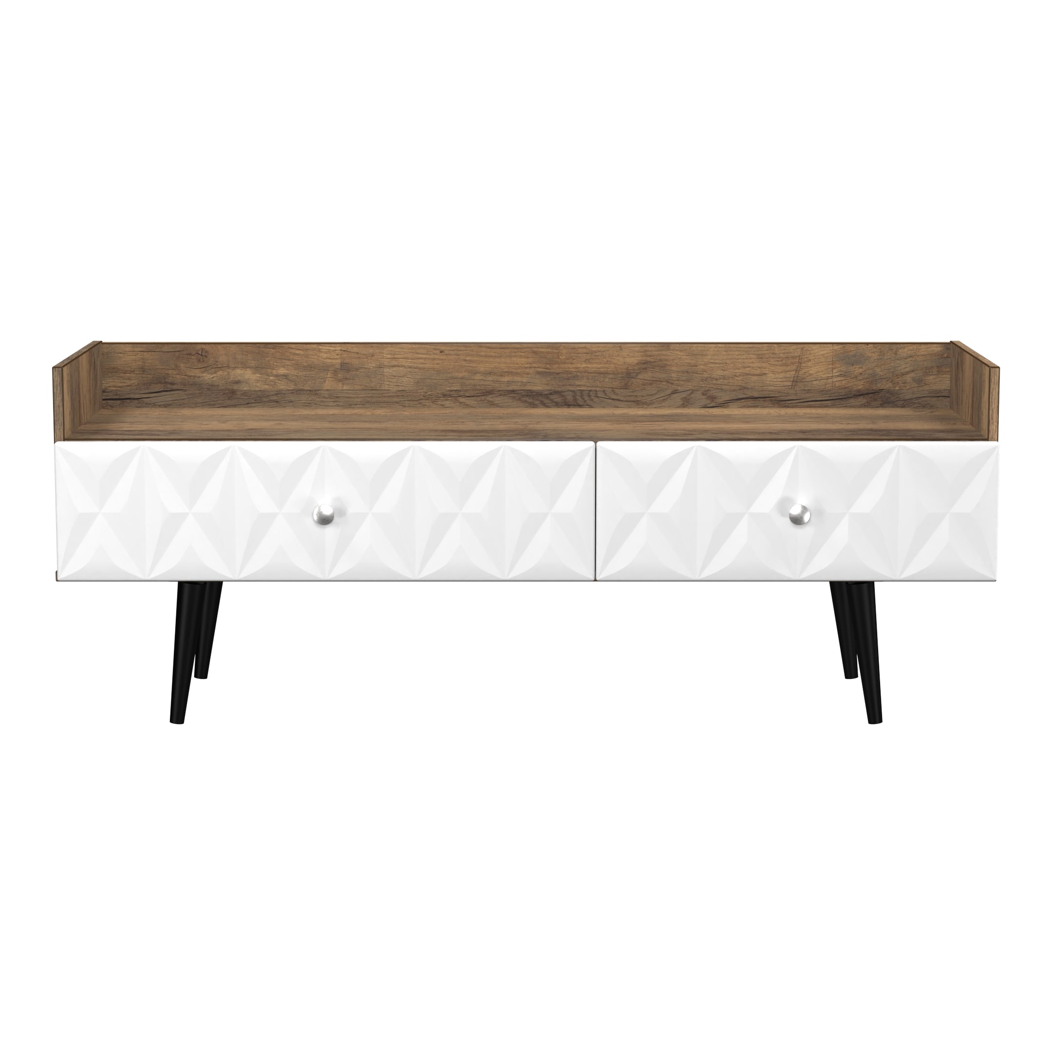 Toledo 2 Drawer TV Console Unit in White Matt & Vintage Oak (Ready ...