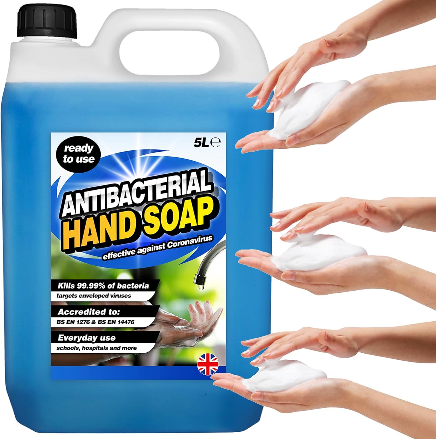 1 x 5 Litre Antibacterial Non-Sticky Liquid Hand Soap Hydrates ...
