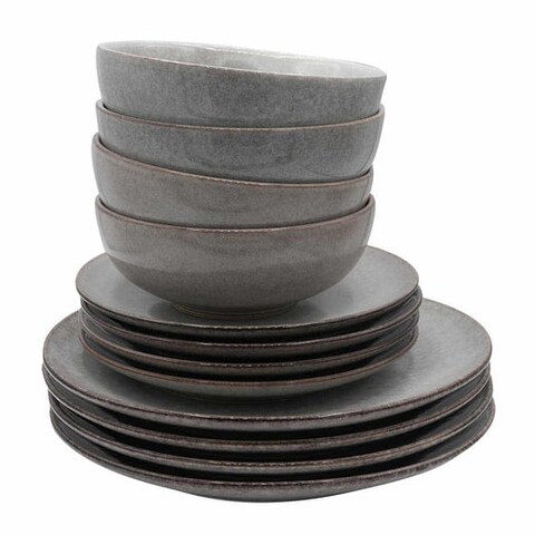 Cooks Professional 12pc Nordic Stoneware Dinnerware Set 4 Person Plate ...