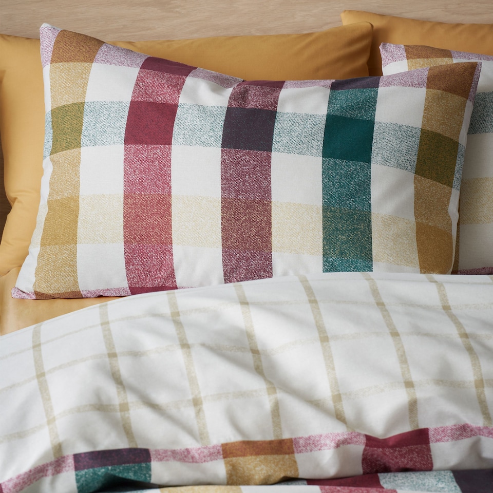 Autumn Check Reversible Duvet Cover Set | Purple | Plum | Single ...