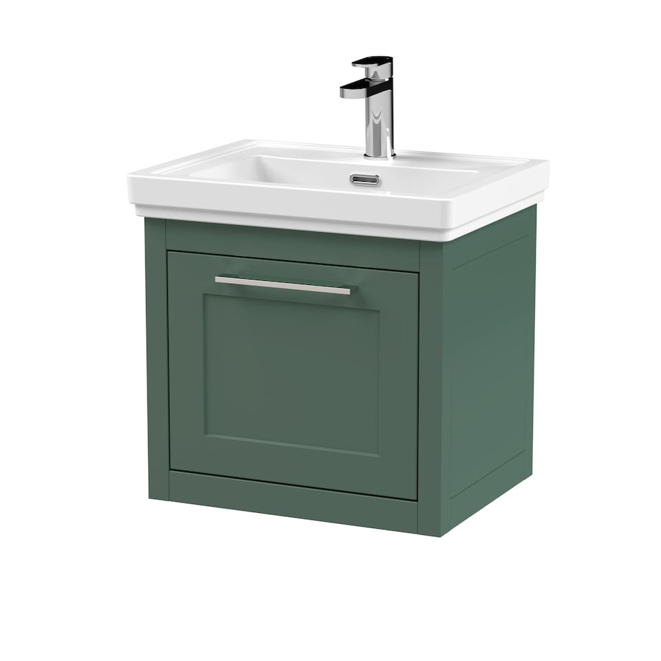 Wall Hung 1 Drawer Vanity Unit & 1TH Fireclay Basin, 500mm, Green ...