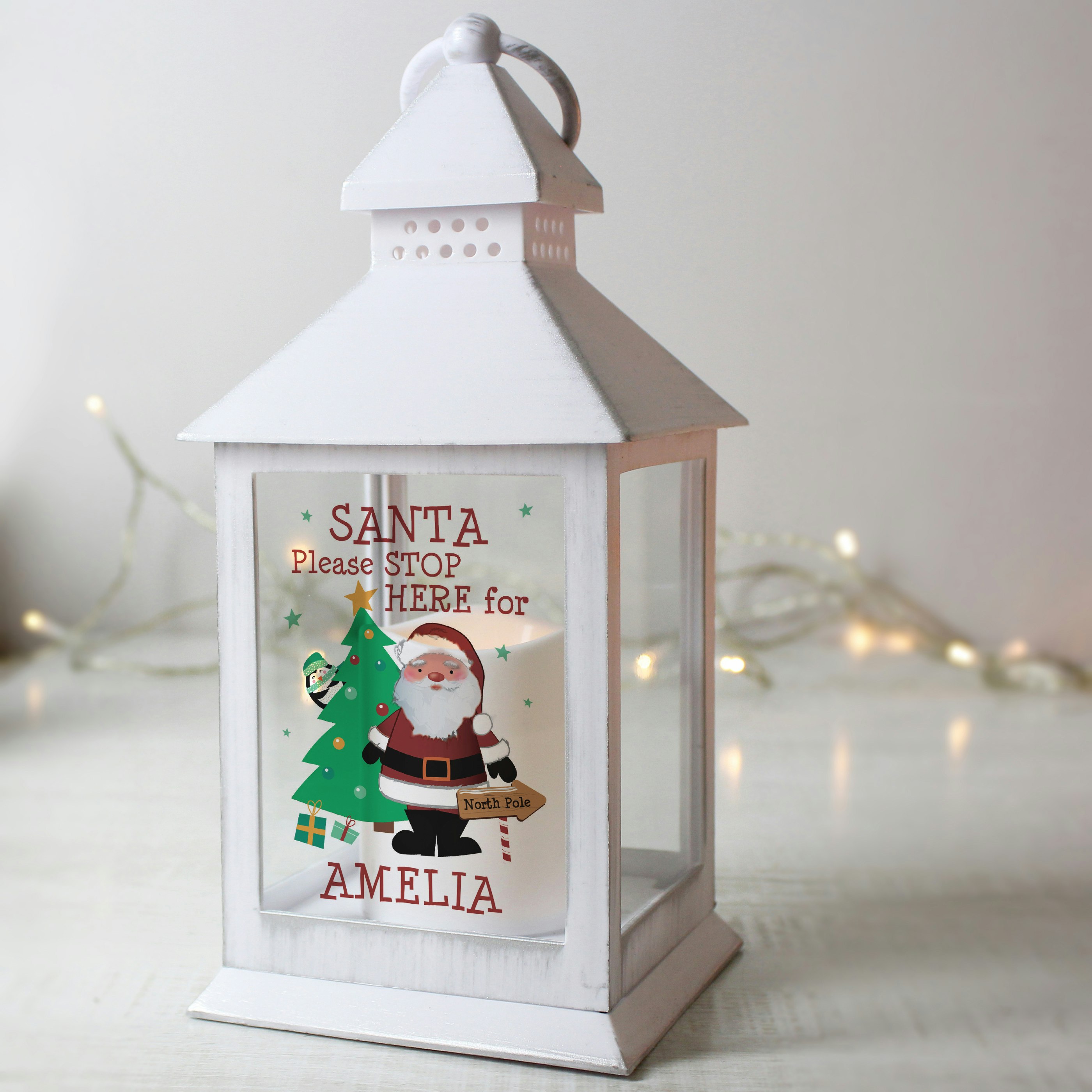 Personalised Santa White Lantern - Tesco Groceries