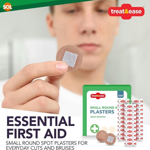 SOL 200pk Small Round Spot Plasters 2.5cm - Fabric Plasters - Tesco ...