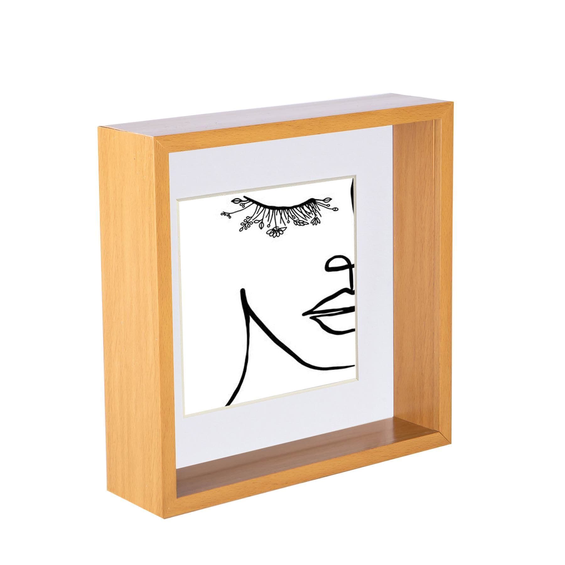 Nicola Spring 8 x 8" Deep Photo Frame - Light Wood/White Mount - 3D ...