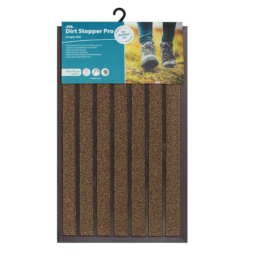 JVL Dirt Stopper Pro Scraper Door Mat 45x75cm - Brown - Tesco Groceries