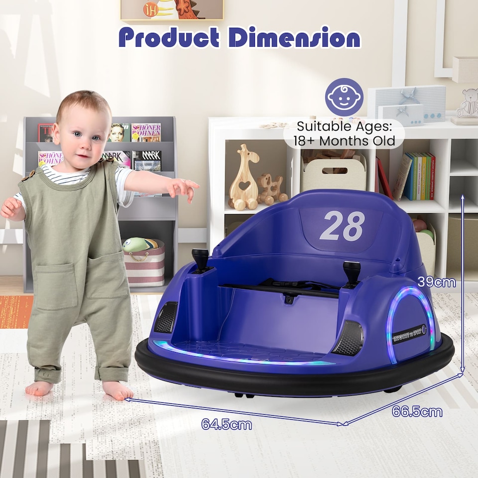 COSTWAY 6V Kids Ride on Bumper Car Battery Powered Purple - Tesco Groceries