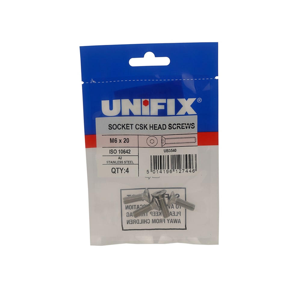 Unifix A2-70 St/St Socket Csk Head Screws M6 x 25 - Box of 20 - Tesco ...