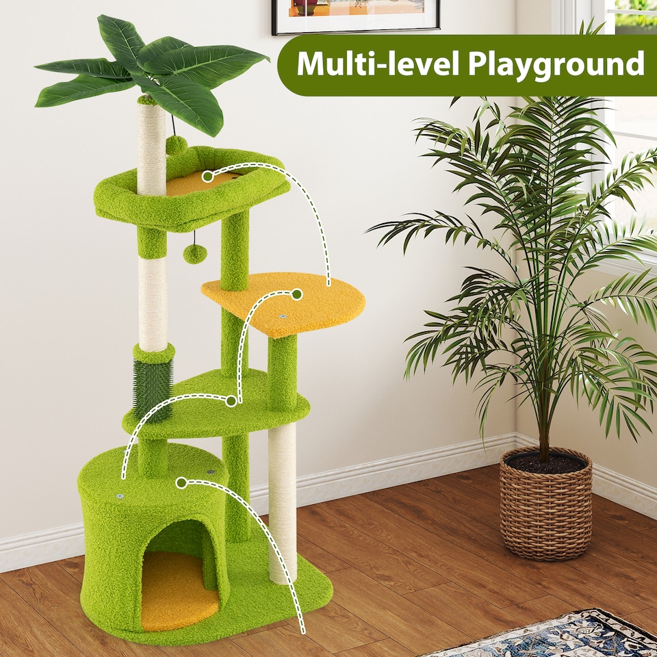 COSTWAY Multi-level Kitty Tower Cute Cat Tree Green - Tesco Groceries