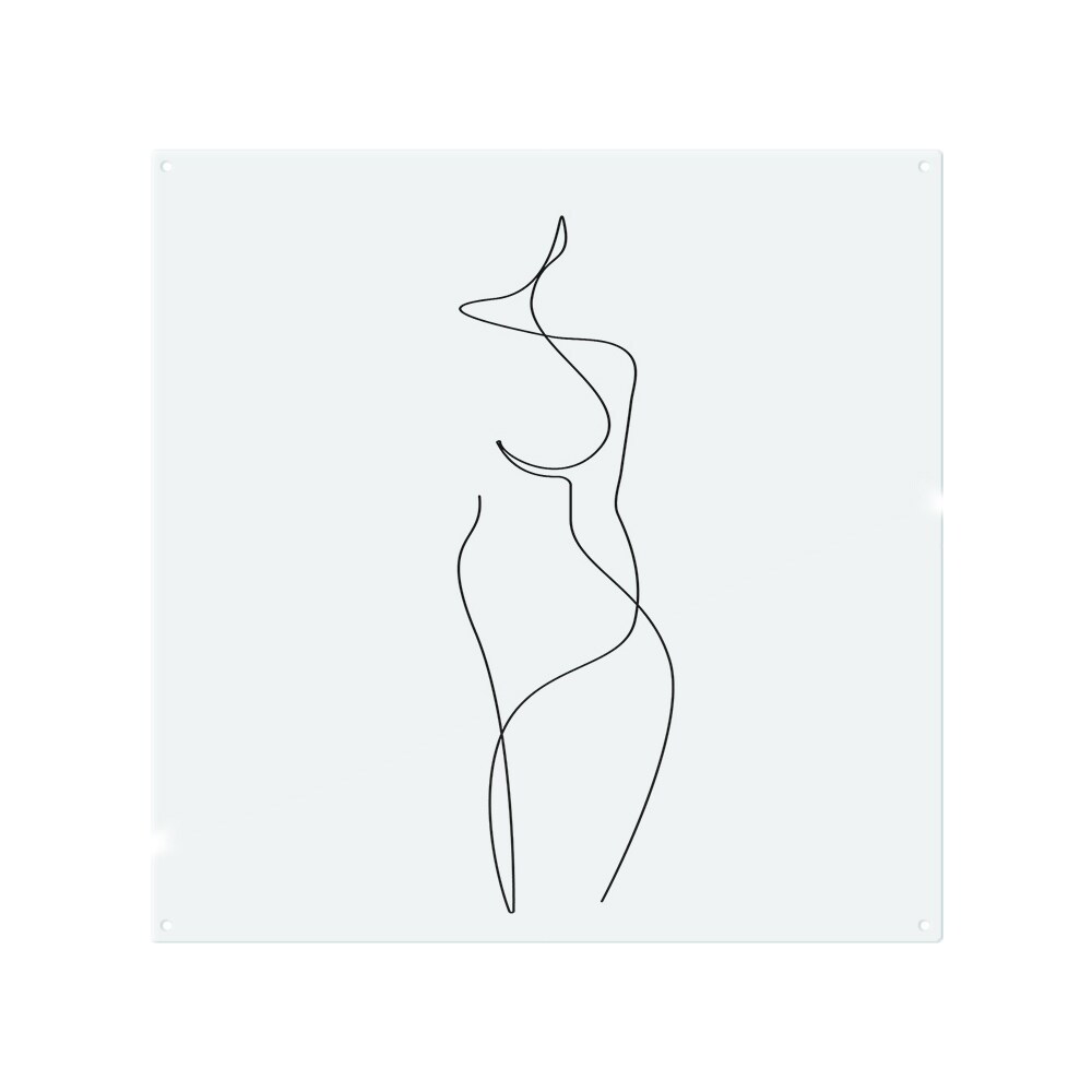 line art drawing of woman Designer Splash Back | White - Tesco Groceries