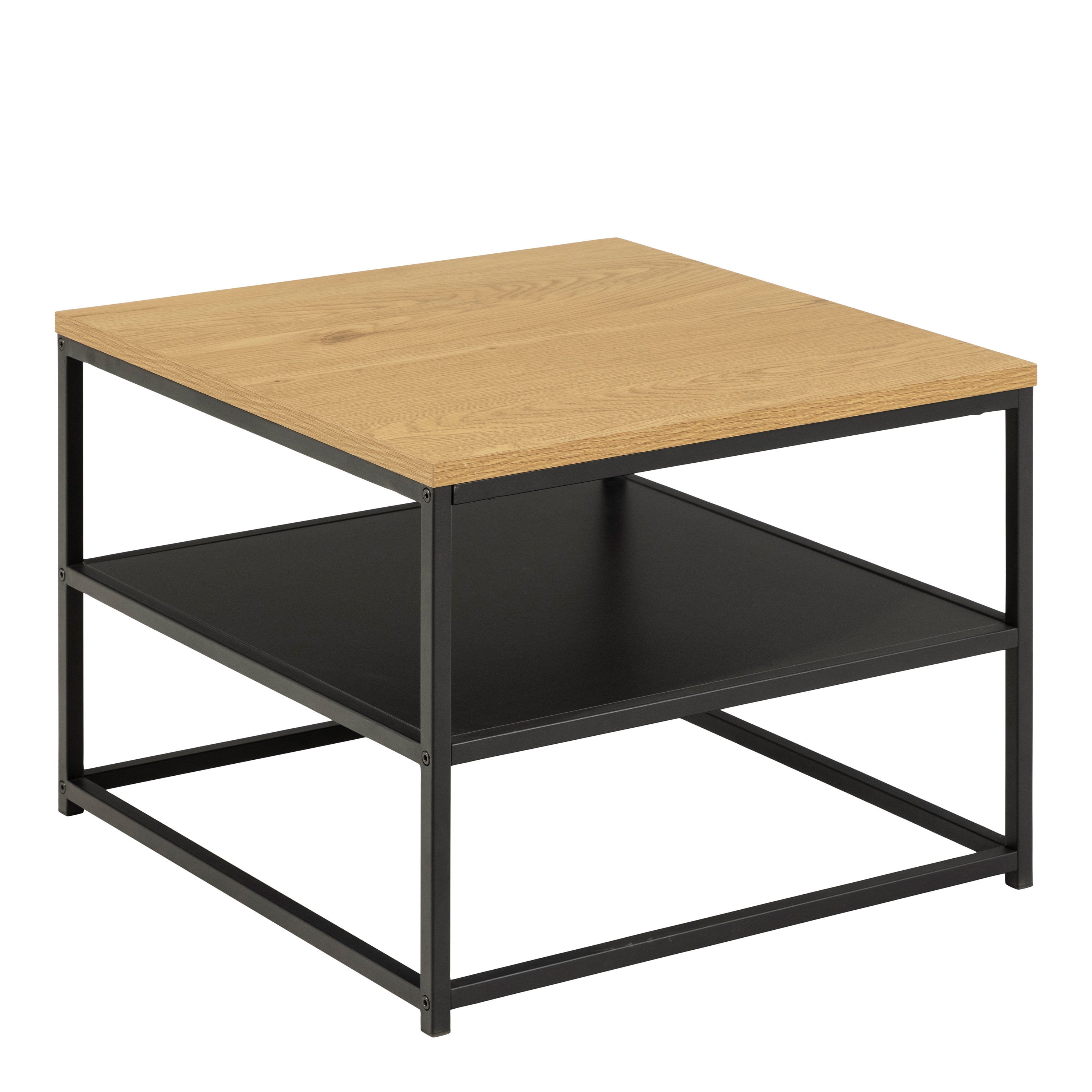 Gila Square Coffee Table with Open Shelf in Oak & Black - Tesco Groceries