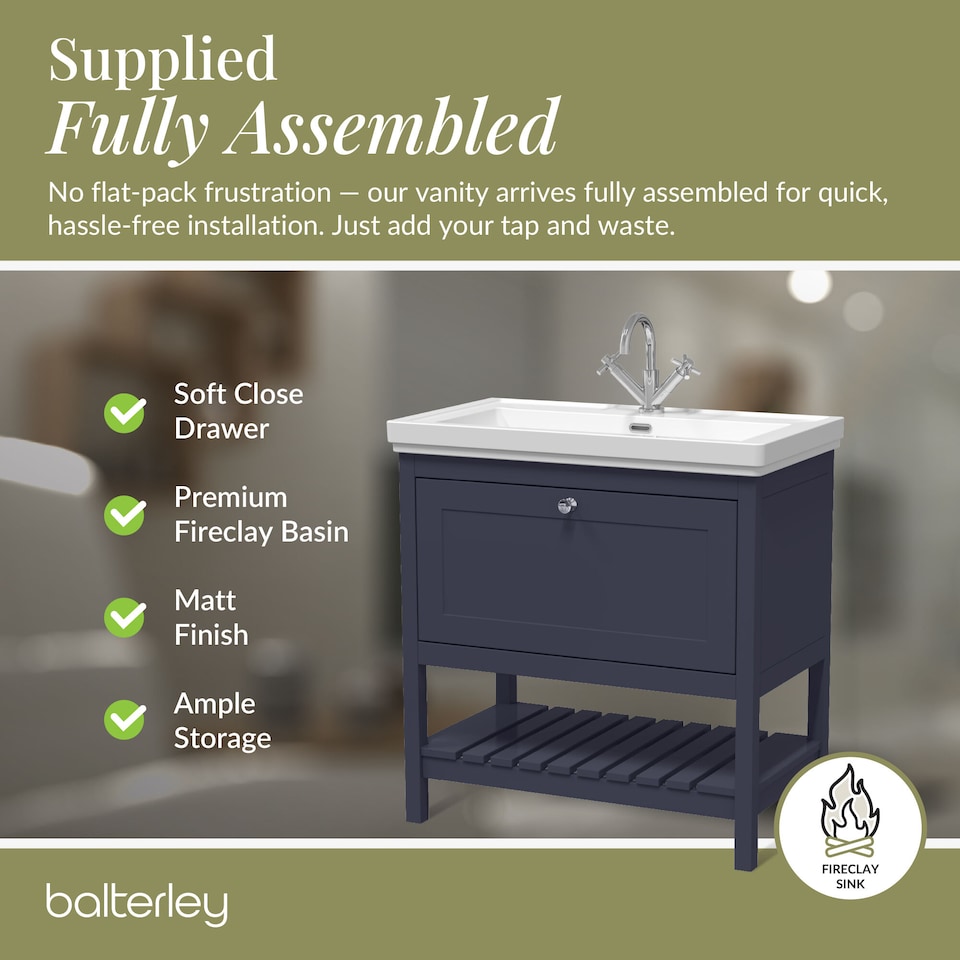 Balterley Rye Bathroom Floor Standing 1 Drawer Vanity & 1 Tap Hole ...
