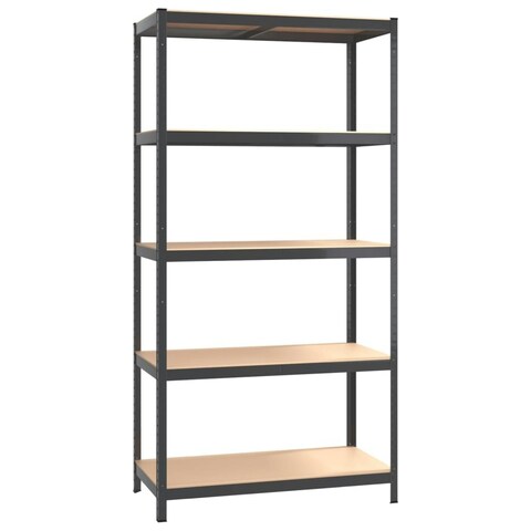 5-Layer Storage Shelf Anthracite Steel&Engineered Wood - Tesco Groceries