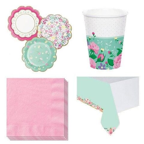 Floral Tea Theme 8 Person Value Party Pack - Tesco Groceries
