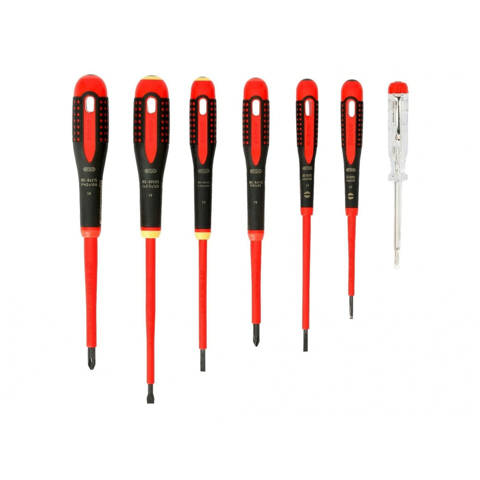 Bahco Be-9887s Ergo Vde Insulated Screwdriver Set, 7 Piece - Multi ...