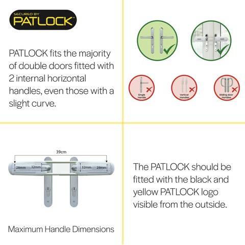 Patlock Instant French Door Security Lock White - Tesco Groceries