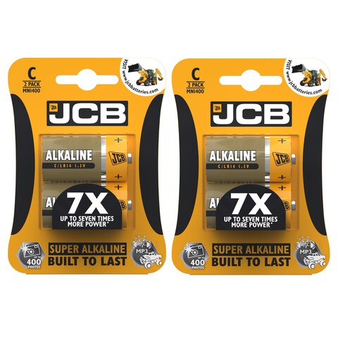 2x JCB C Size Super Alkaline Batteries - Pack of 2 | Multi | C | 2 ...